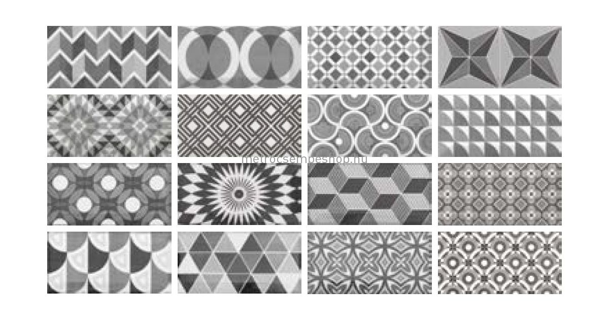 7,5X15 PATCHWORK DEKOR B&W METRÓ CSEMPE - METROCSEMPESHOP