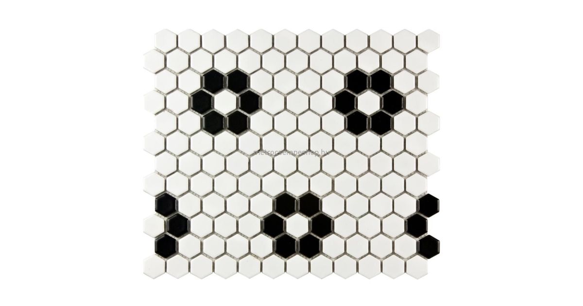 FEHÉR szatén-matt ROYAL HEXAGON MOZAIK flower 01 - MetrocsempeShop