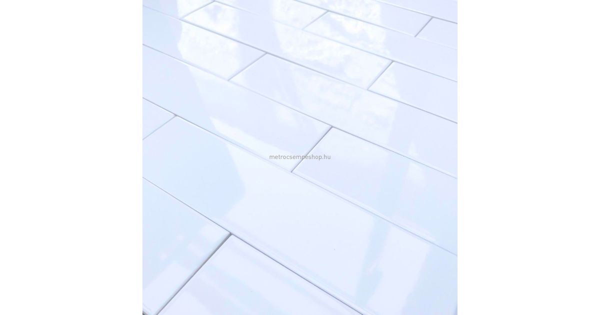 7,5x30 Fehér FÉNYES Sima Csempe - MetrocsempeShop